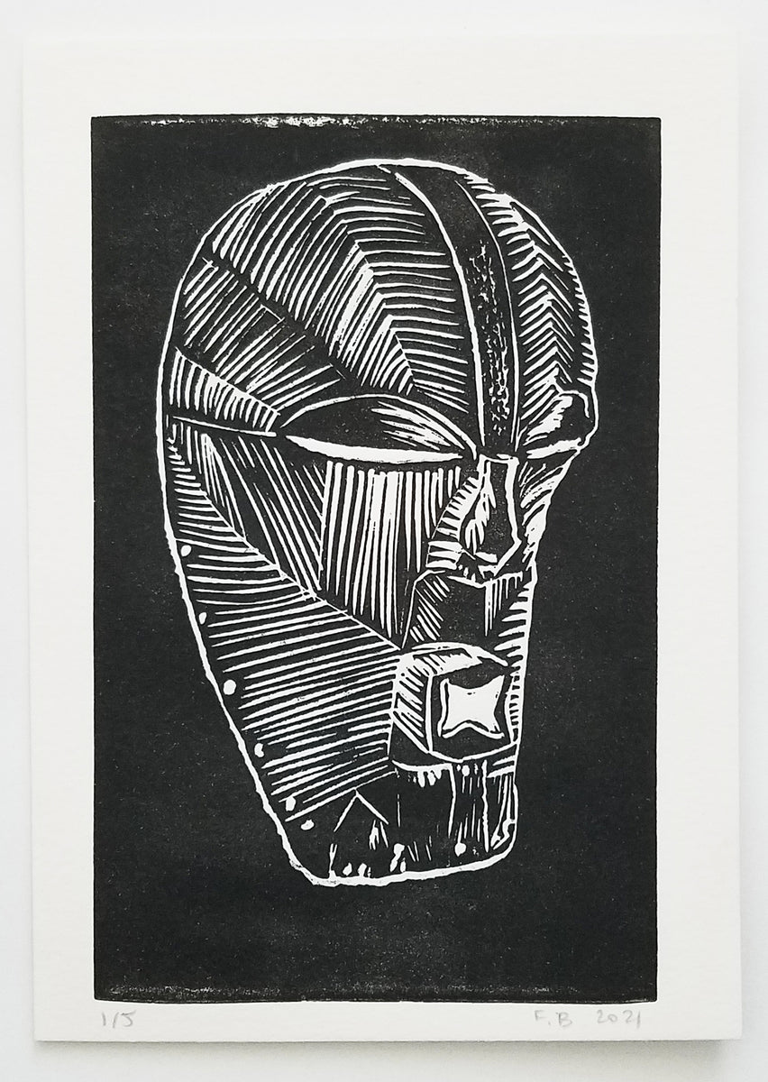 African Mask I - Linocut Print No 47 – ARTANTICA